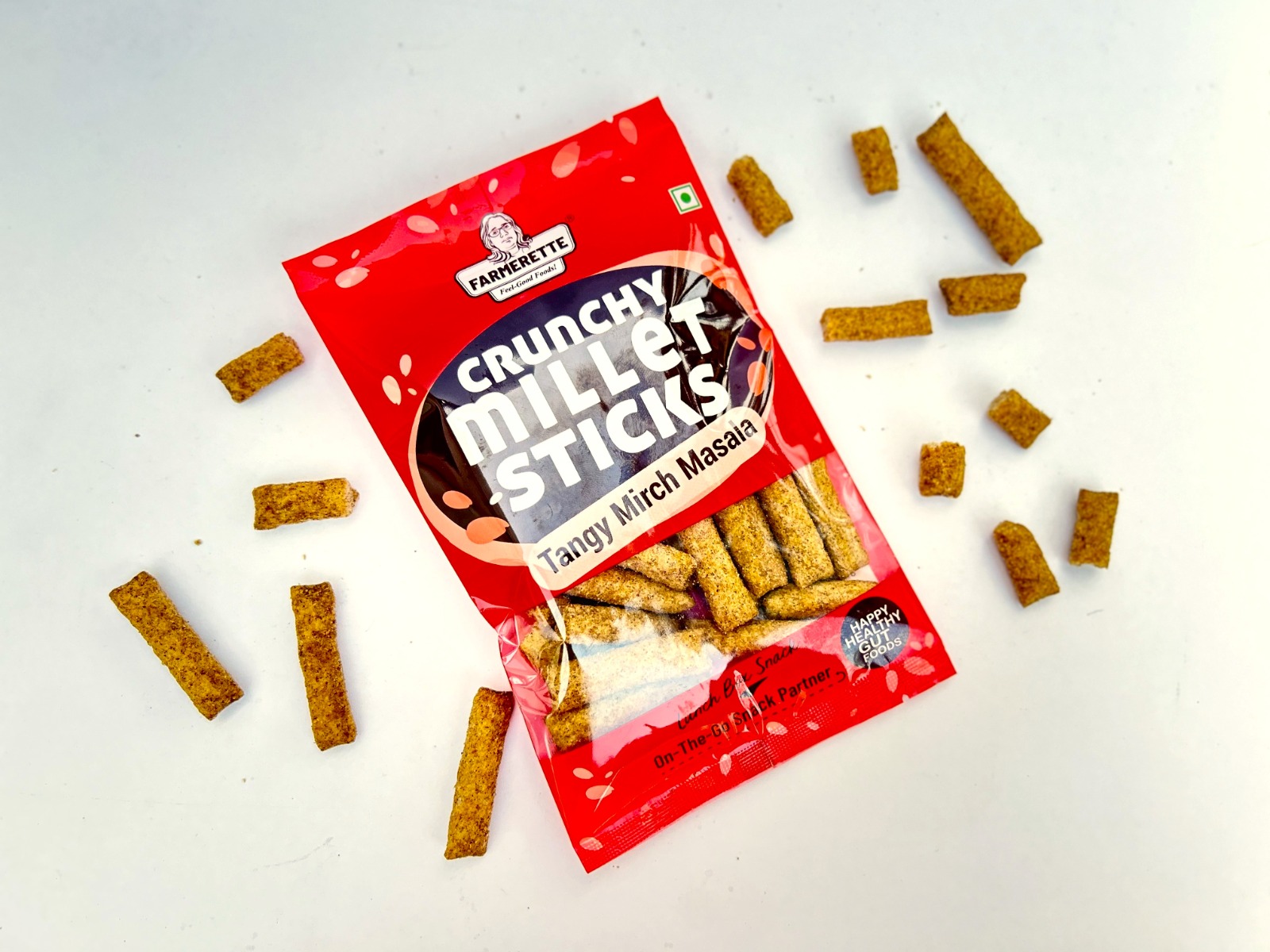 Farmerette Millet Sticks- Crunchy Tangy Mirch-Pack of 3
